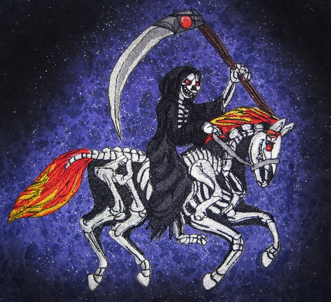 Huge Death on a Skeleton Fire Horse Jacket Back Iron on Patch - Etsy