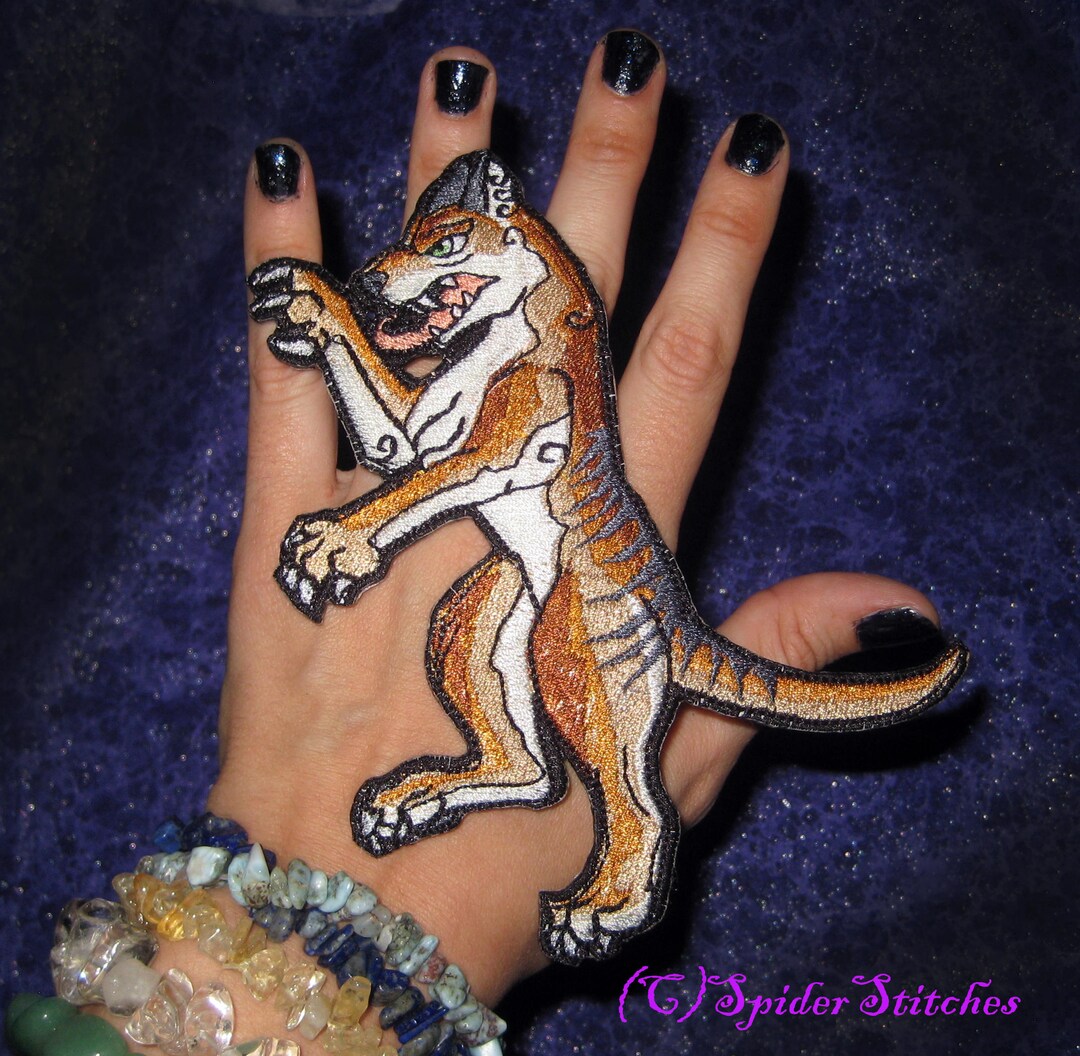 Rampant Thylacine Tasmanian Tiger Wolf Heraldic Heraldry Iron on Patch ...
