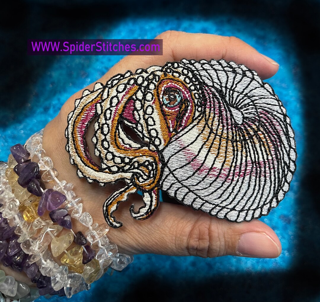 Rare Argonaut Pelagic Octopus Paper Nautilus Iron on Patch Sew on Patch ...