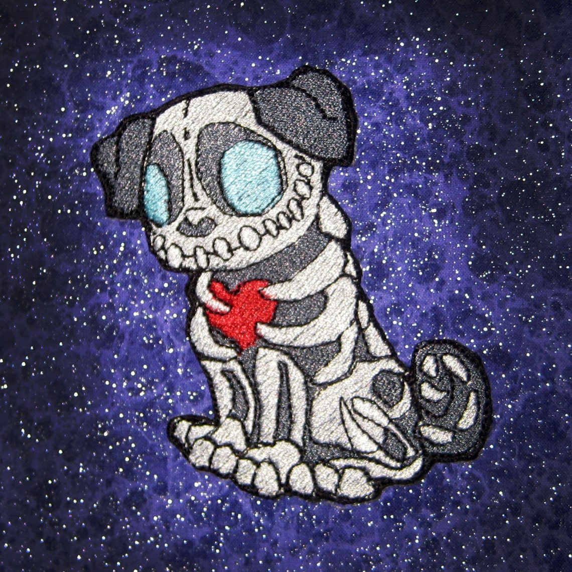 Skeleton Bone Dog Pug Iron on Patch - Etsy