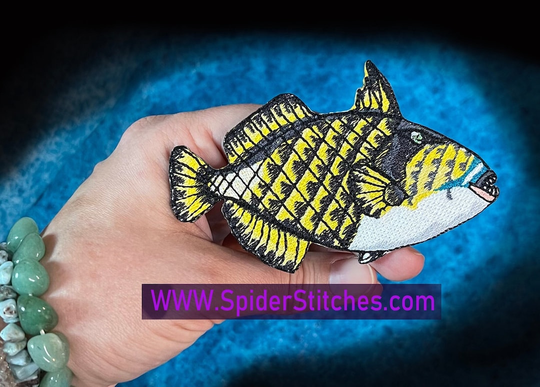 Dave the Titan Triggerfish Giant Trigger Fish Moustache Iron on Patch ...