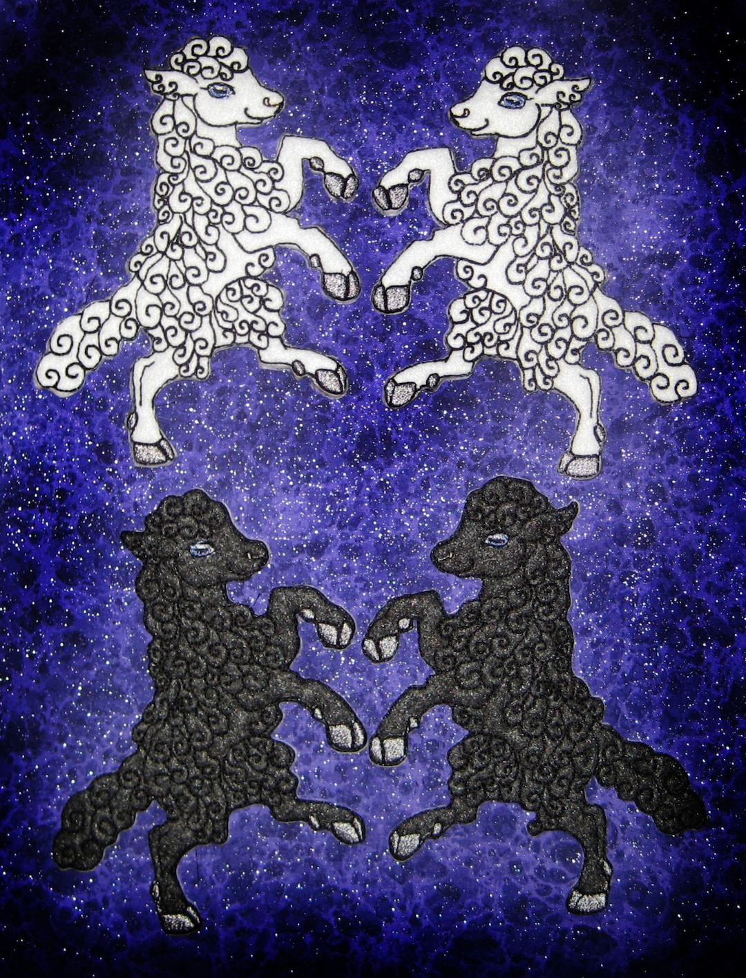 FELT Rampant Sheep Black or White Heraldic Heraldry Iron on or Sew on ...