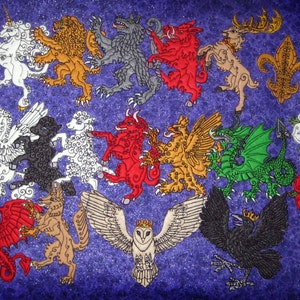 FELT Rampant Raven Heraldic Heraldry Iron on or Sew on Patch Pair ...