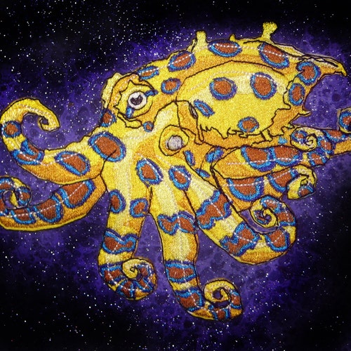 Huge Blue-ringed Octopus Iron on Patch or Sew ON Ready to Ship | Etsy
