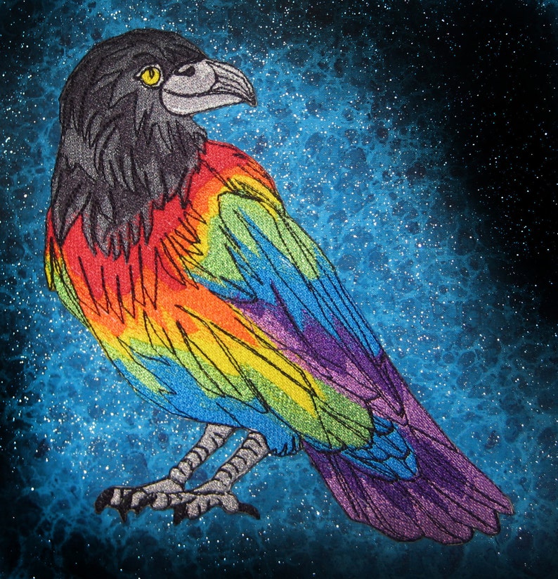 Medium Rainbow Crow Raven Black Bird Iron on Patch - Etsy
