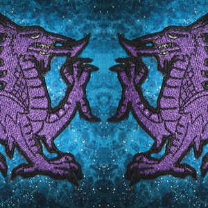 Welsh Flag Purple Dragon Heraldic Heraldry Iron on Patch Pair - Etsy