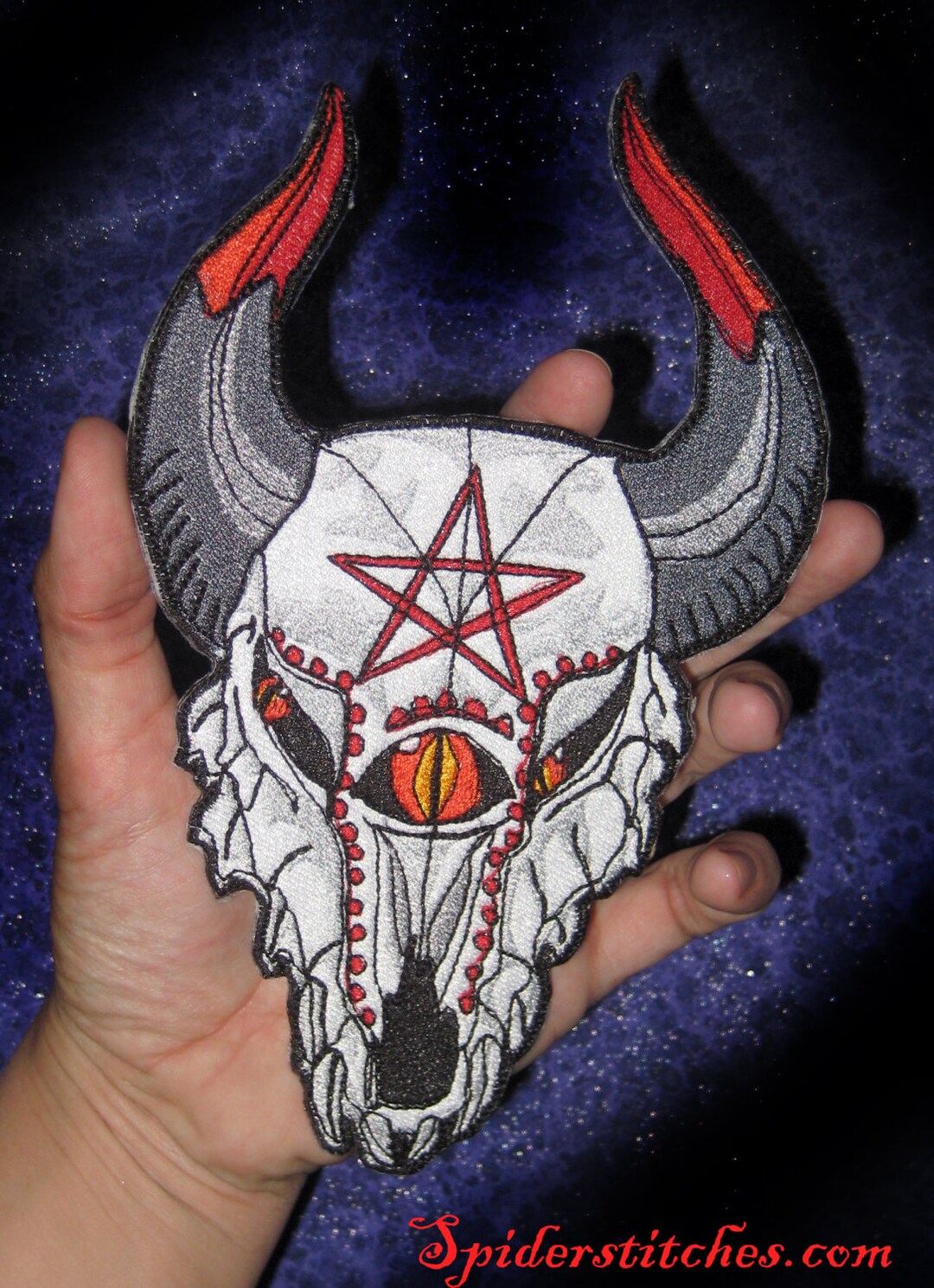 Wicked 3 Eyed Demonic Skull Patch Iron on Patch or Sew on Pagen Punk ...