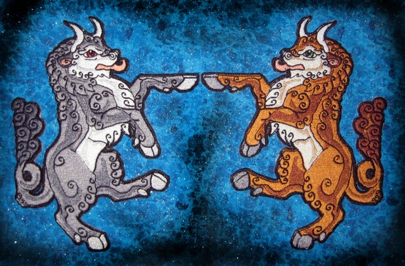 HUGE Rampant Bull Heraldic Heraldry Iron on Patch Many Color - Etsy