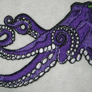 Huge Giant Octopus Octopie Jacket Back Iron on Patch Deep Abyss Purple ...