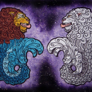 Merlion Sea Lion Heraldic Heraldry Iron on Patch Many Color Choices ...