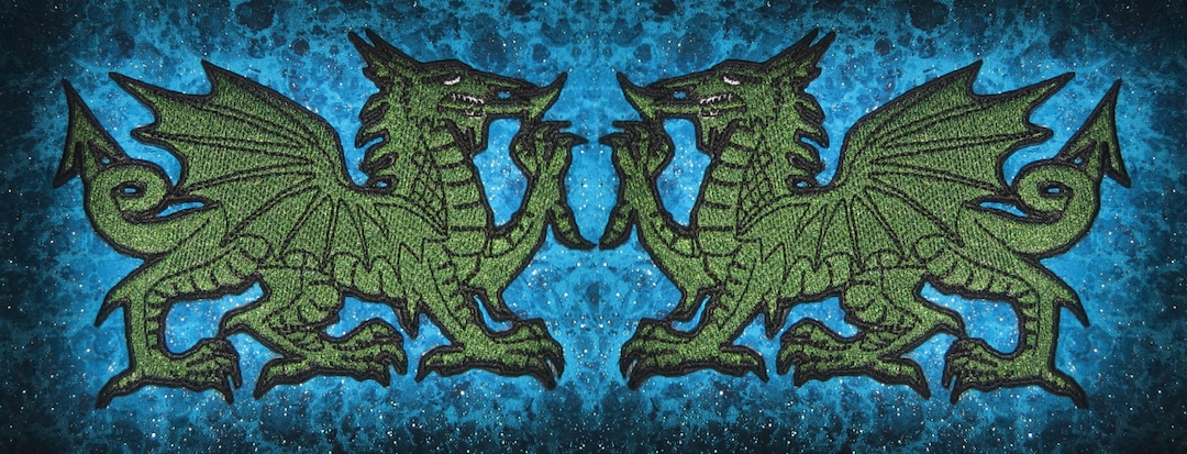 Welsh Green Dragon Heraldic Heraldry Iron on Patch Pair - Etsy