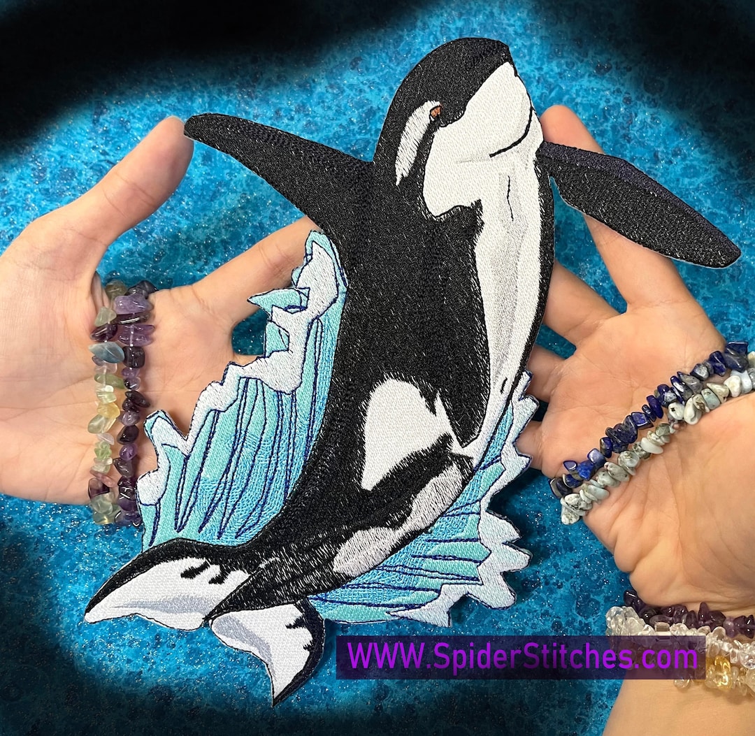 Huge Jumping Orca Killer Whale Iron on Patch Jacket Back Animal Jacket ...