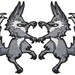 Epic Medieval Renascence Silver Fox Pair Crest Heraldic Heraldry Iron ...