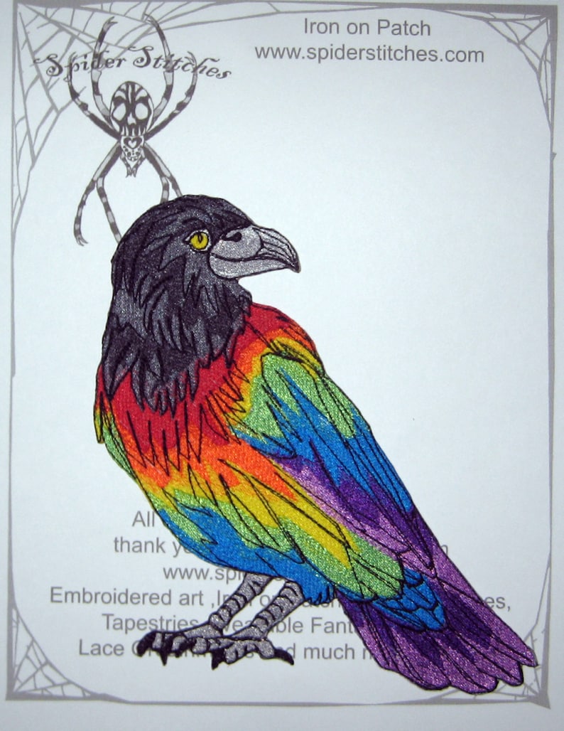 Medium Rainbow Crow Raven Black Bird Iron on Patch - Etsy