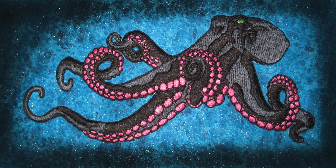 Huge Giant Octopus Octopie Jacket Back Iron on Patch Black and Pink ...