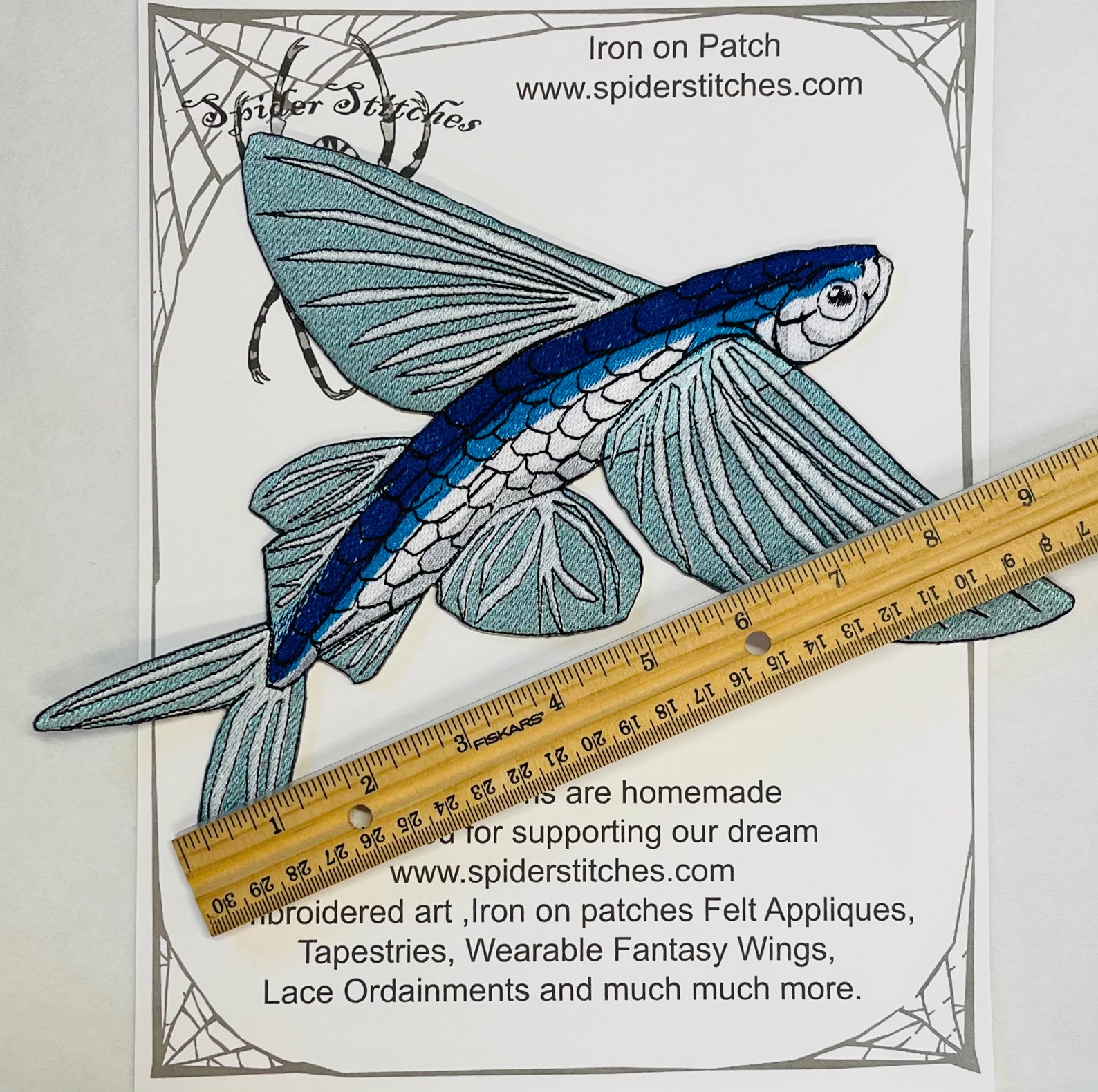 Huge Flying Fish Cod Iron on Patch Gliding Fish Freedom | Etsy