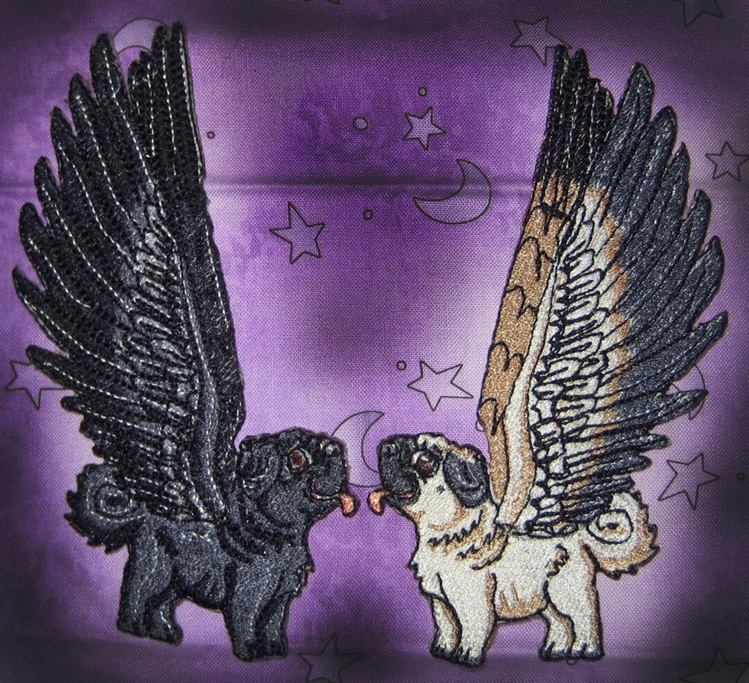 Epic Winged Pugasus Black and Fawn Pug Pair Dog Iron on Patch - Etsy