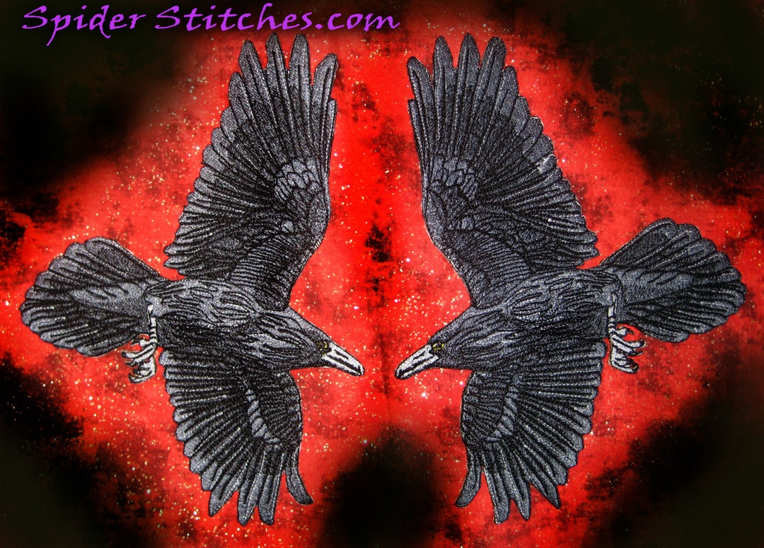 Awesome Flying Raven Crow Black Bird Pair Iron ON Patch - Etsy