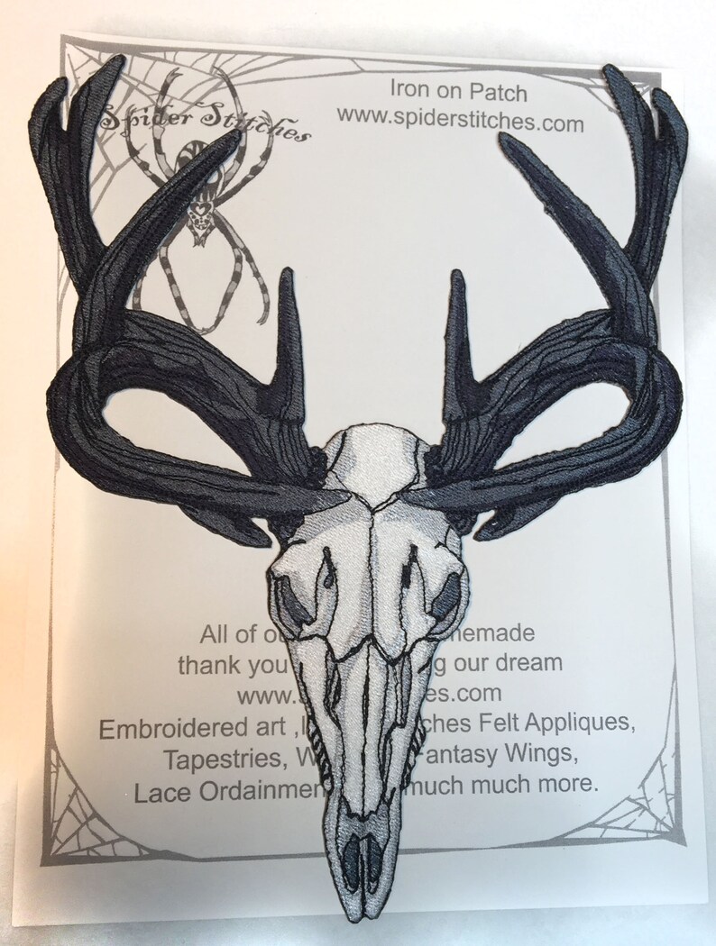 HUGE Black Antlers Wicked Deer Stag Skull Patch Iron on Patch - Etsy