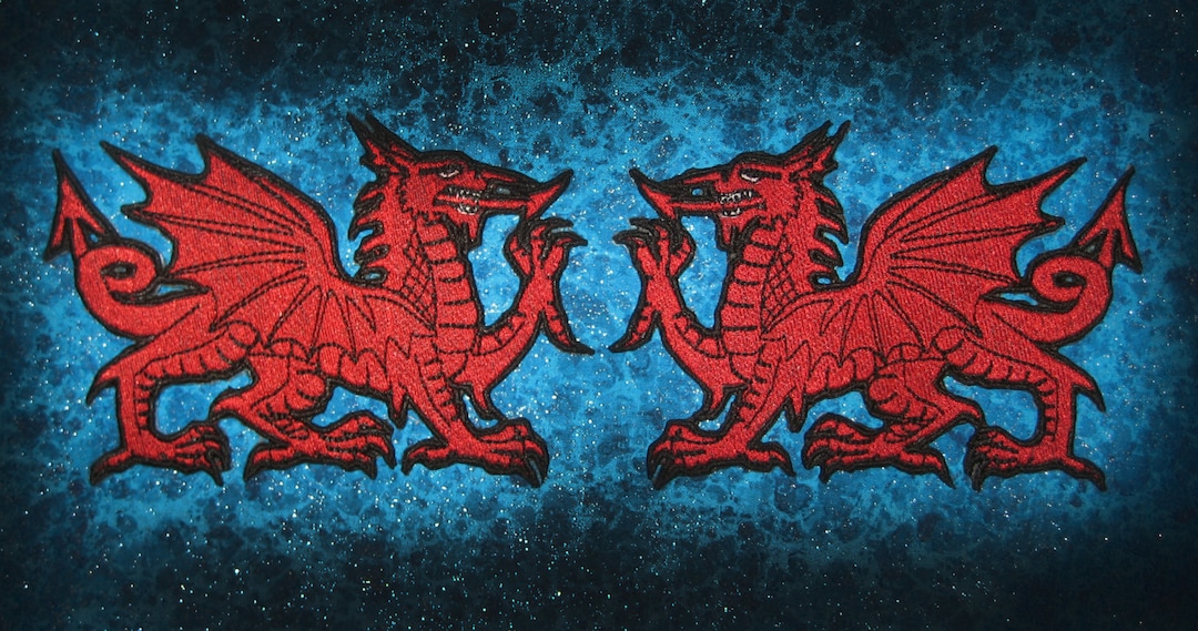Welsh Flag Red Dragon Heraldic Heraldry Iron on Patch Pair - Etsy