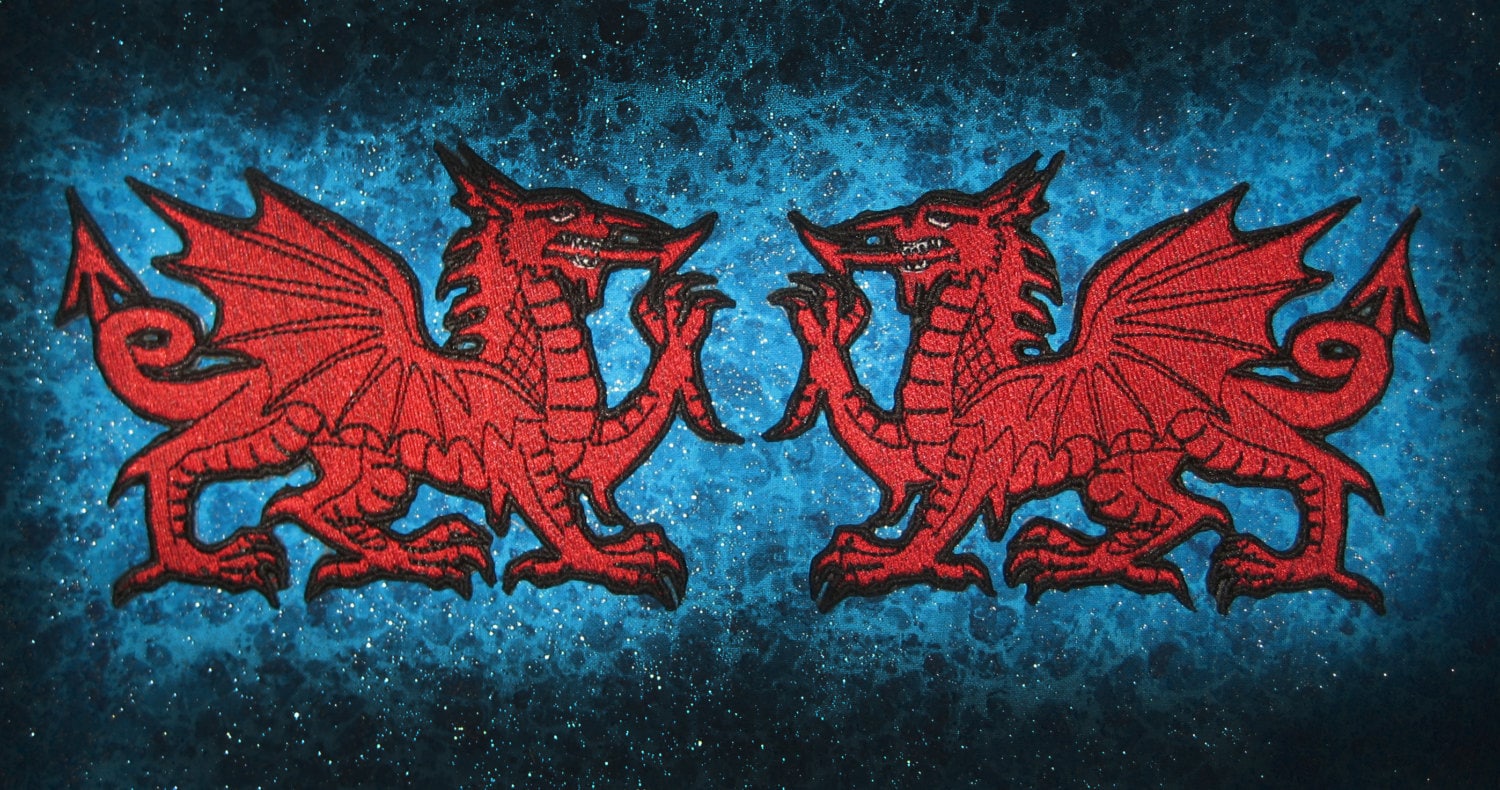 Welsh Flag Red Dragon Heraldic Heraldry Iron on Patch Pair | Etsy