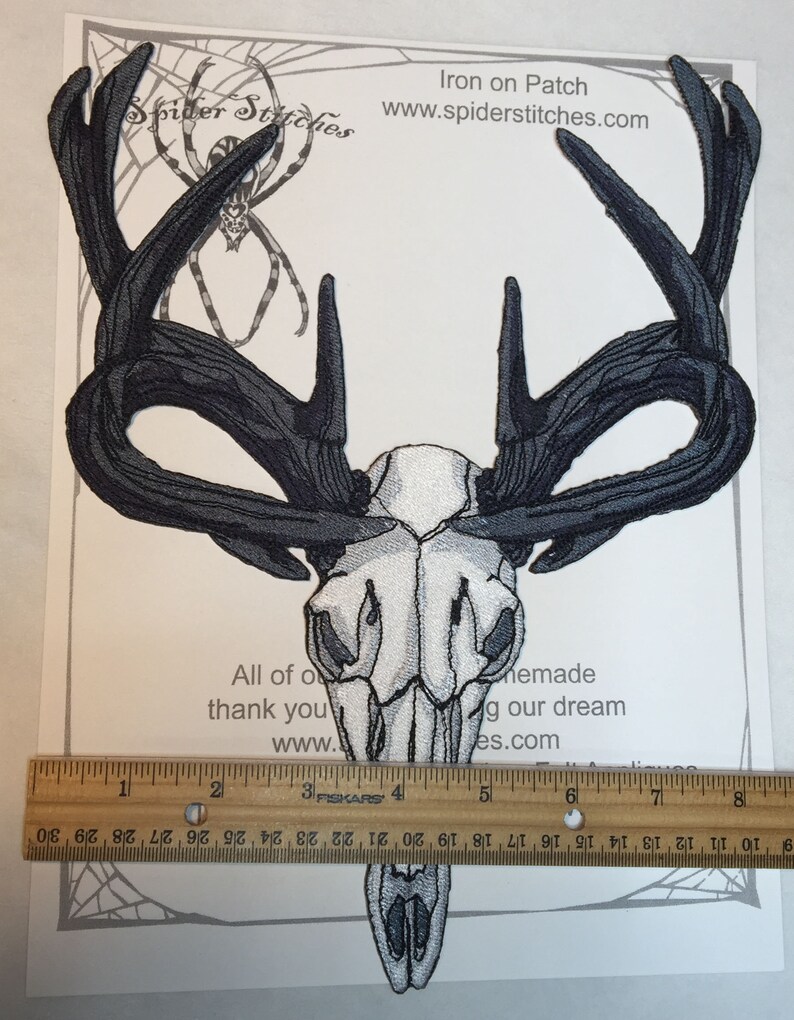 HUGE Black Antlers Wicked Deer Stag Skull Patch Iron on Patch - Etsy