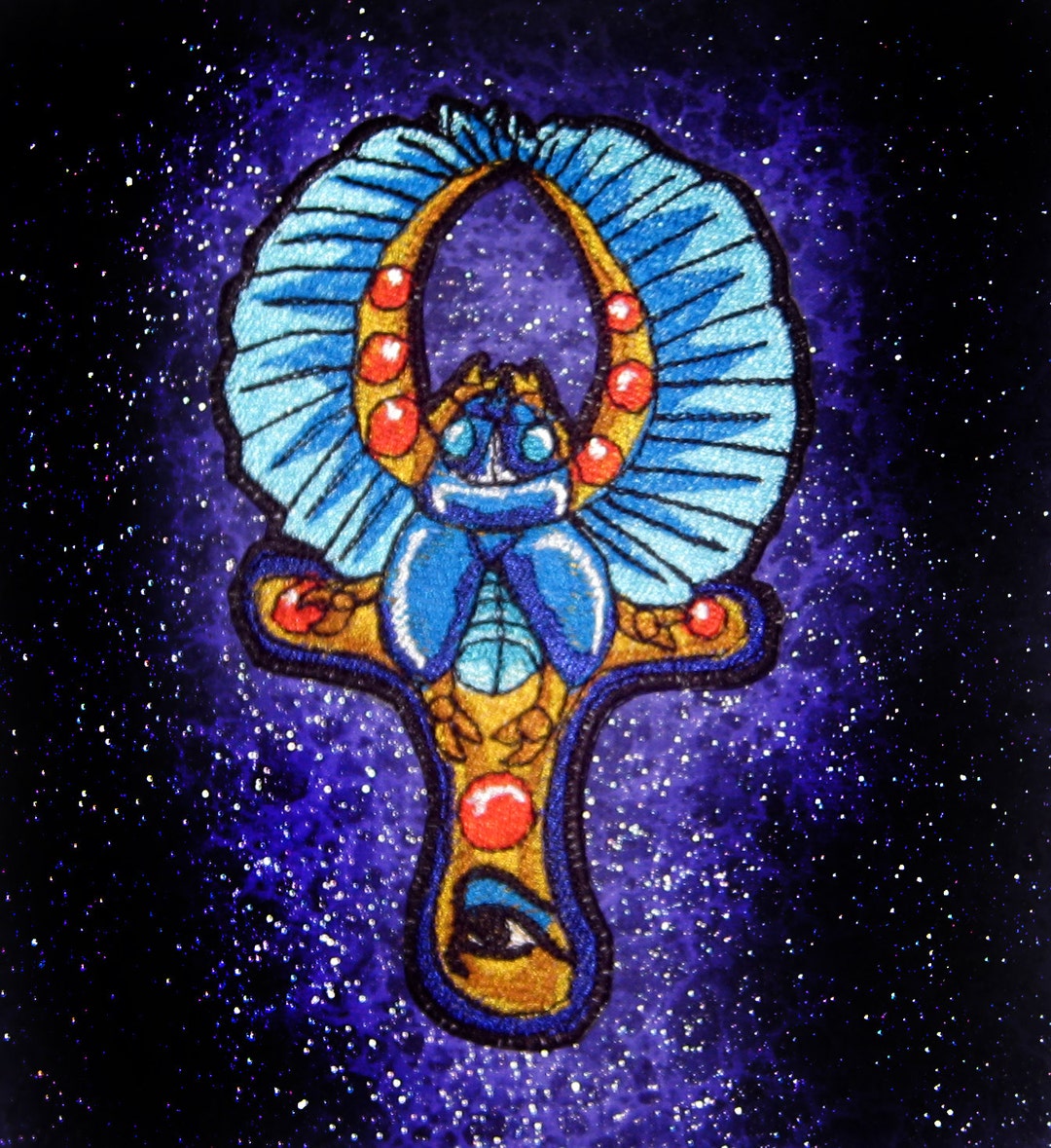 Scarab Beetle Ankh Patch 100 Percent Embroidery Applique Egyptology ...