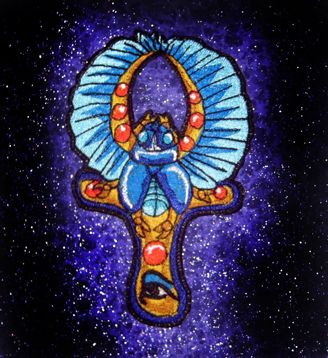 Scarab Beetle Ankh Patch 100 Percent Embroidery Applique Egyptology ...