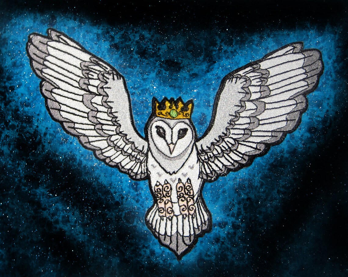 Heraldic Barn Owl Tan or Silver Iron on Patch 100% Embroidery - Etsy
