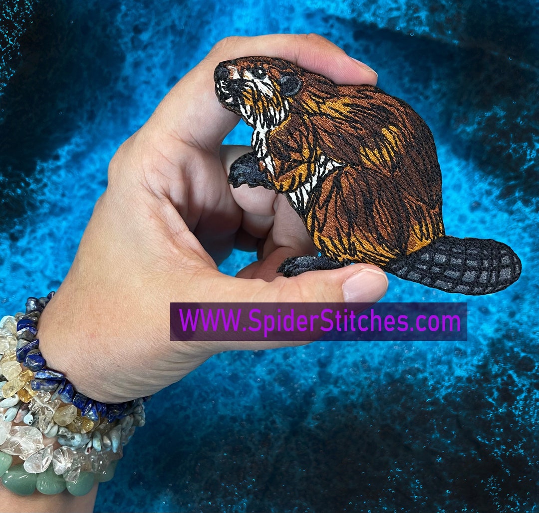 Busy American Beaver Iron on Patch Castor Canadensis - Etsy