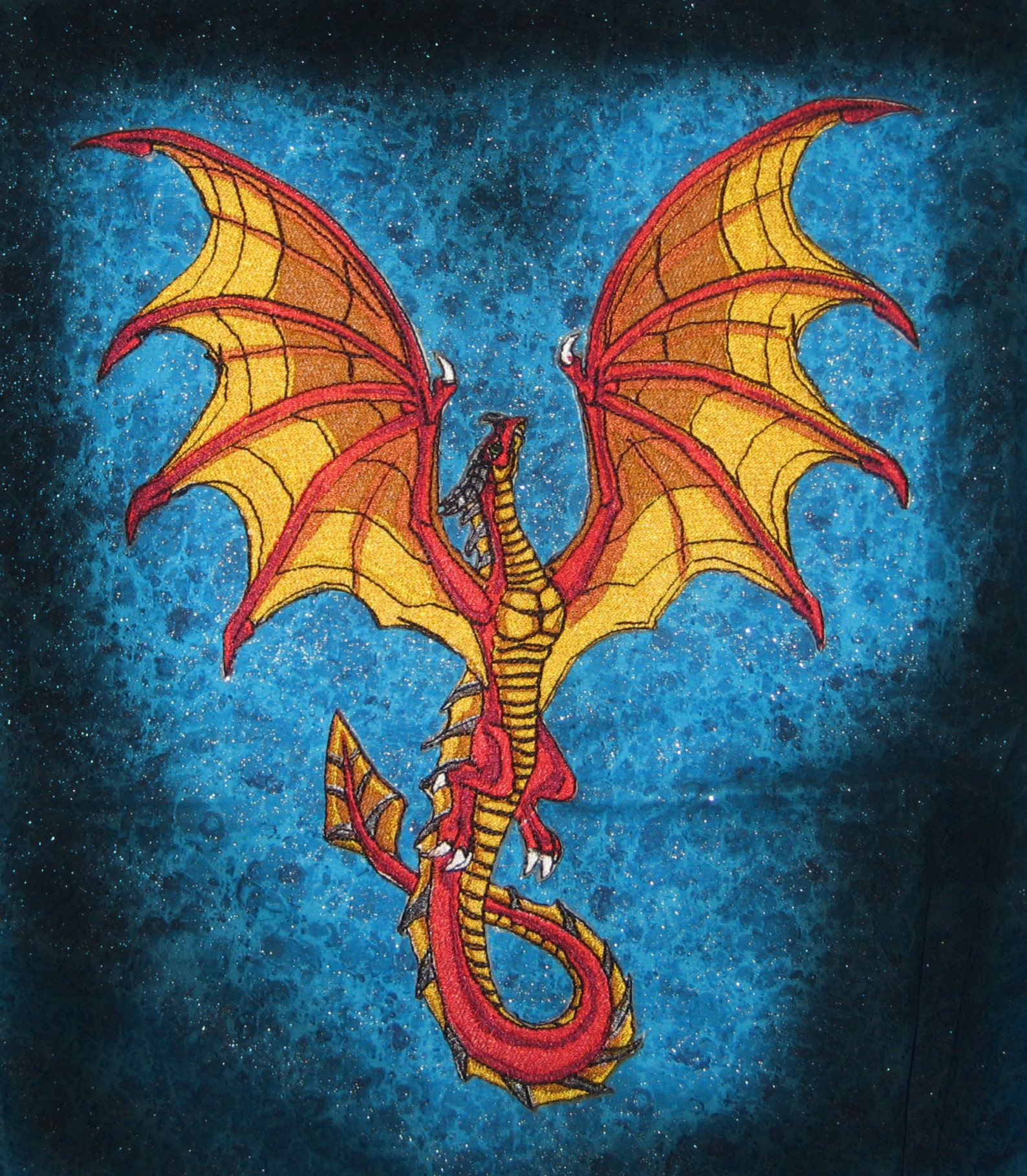 HUGE Flying Wyvern Dragon Red and Gold Iron on Patch - Etsy