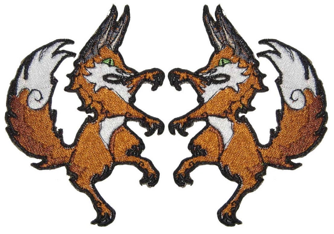 Epic Medieval Renascence Red Fox Pair Crest Heraldic Heraldry Iron on ...