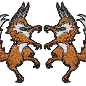 Epic Medieval Renascence Red Fox Pair Crest Heraldic Heraldry Iron on ...