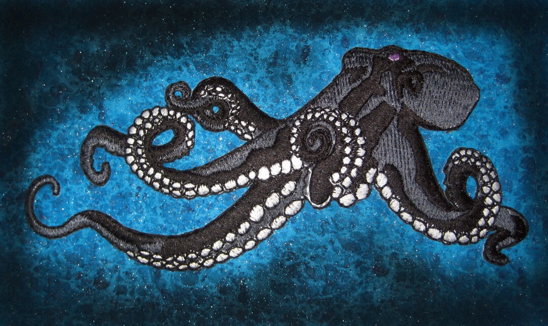 Huge Giant Octopus Jacket Back Iron on Patch Black and White Ready to ...