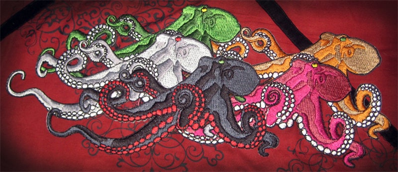Huge Giant Octopus Octopie Jacket Back Iron on Patch Black and - Etsy