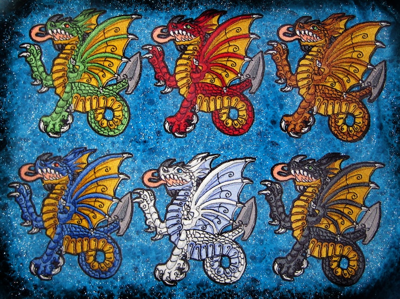 Heraldic Wyvern Dragon Heraldry Iron on Patch Many Color Choices ...