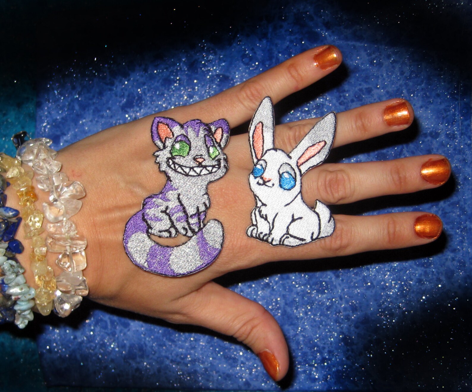 Kawaii Cheshire Cat and White Rabbit Pair Iron on Patch - Etsy