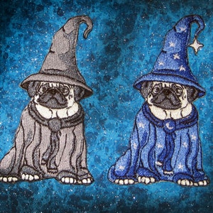 Epic Merlin Wizard Fawn Pug Dog Crest Heraldic Heraldry Iron on Patch ...