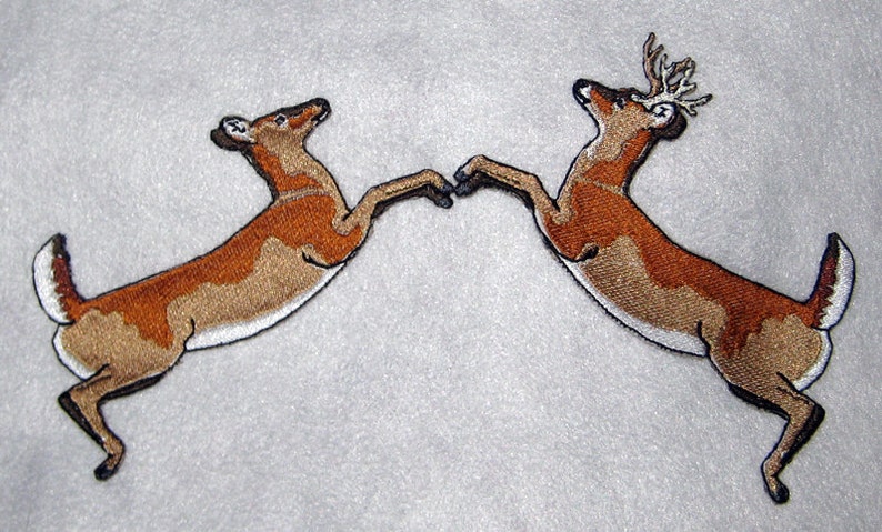 White Tailed Whitetail Deer Buck and Doe Pair Lovely Leaping - Etsy
