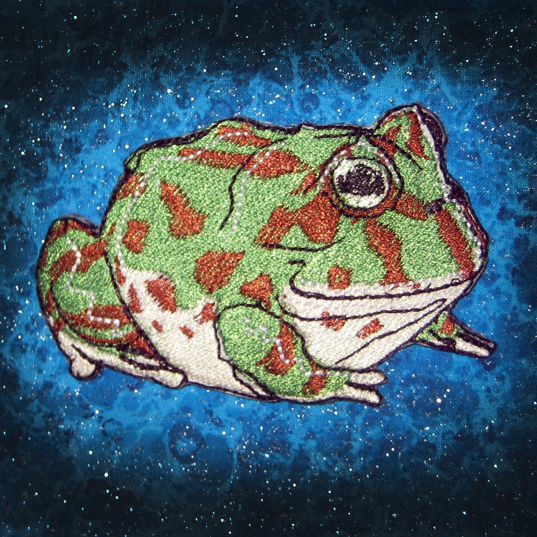 Green Ornate Horned Frog Iron on Patch - Etsy