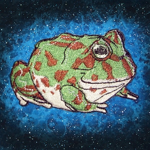 Green Ornate Horned Frog Iron on Patch - Etsy