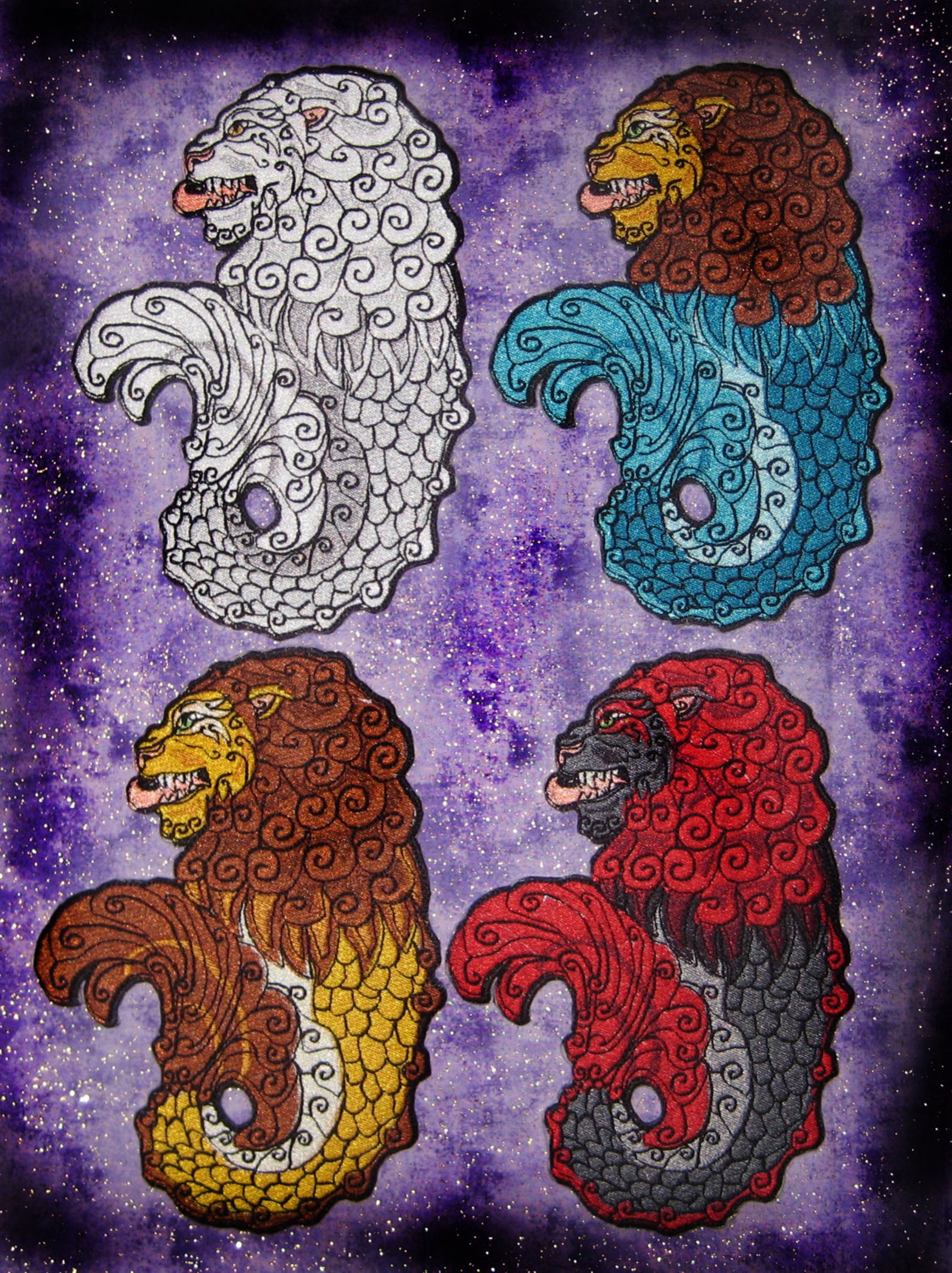 Merlion Sea Lion Heraldic Heraldry Iron on Patch Many Color Choices ...