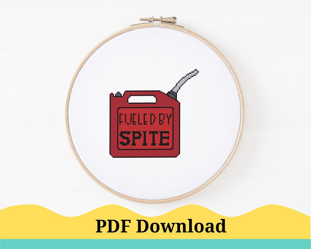 Fueled by Spite Cross Stitch Pattern. Funny Cross Stitch Pattern ...