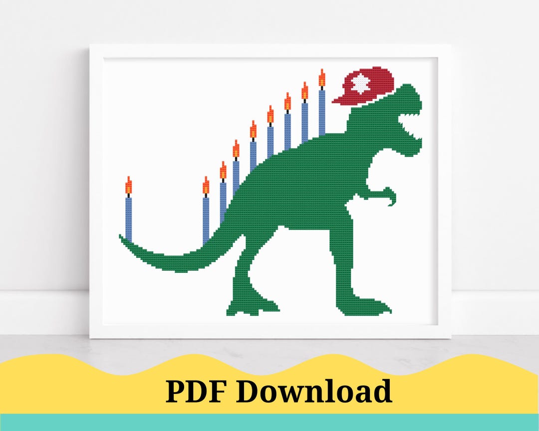 Menorasaurus Menorah Hanukkah Cross Stitch Pattern, Hanukkah Menorah ...