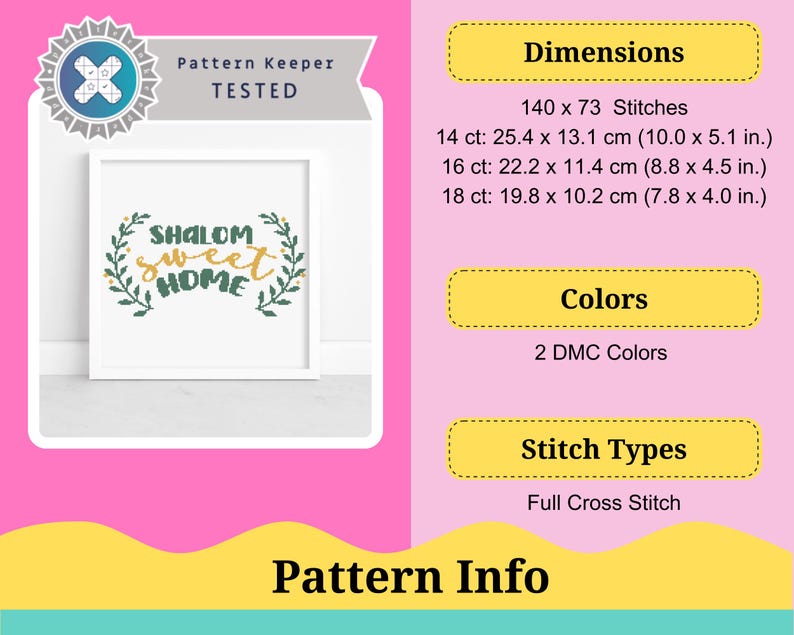 Shalom Sweet Home Cross Stitch Pattern, Home Decor Cross Stitch Pattern ...