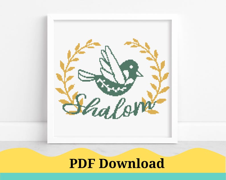 Shalom Cross Stitch Pattern, Home Decor Cross Stitch Pattern. Jewish ...