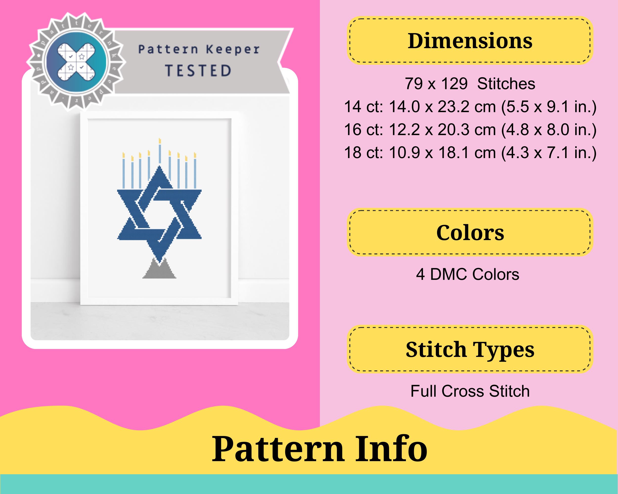 Star of David Menorah Cross Stitch Pattern, Home Decor Cross Stitch ...