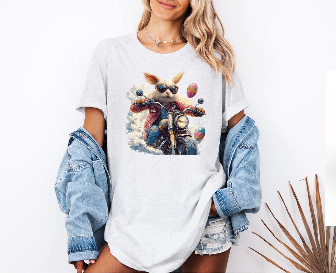 Biker Bunny Easter Rider T-shirt - Cool Kawaii Moto Style - Etsy
