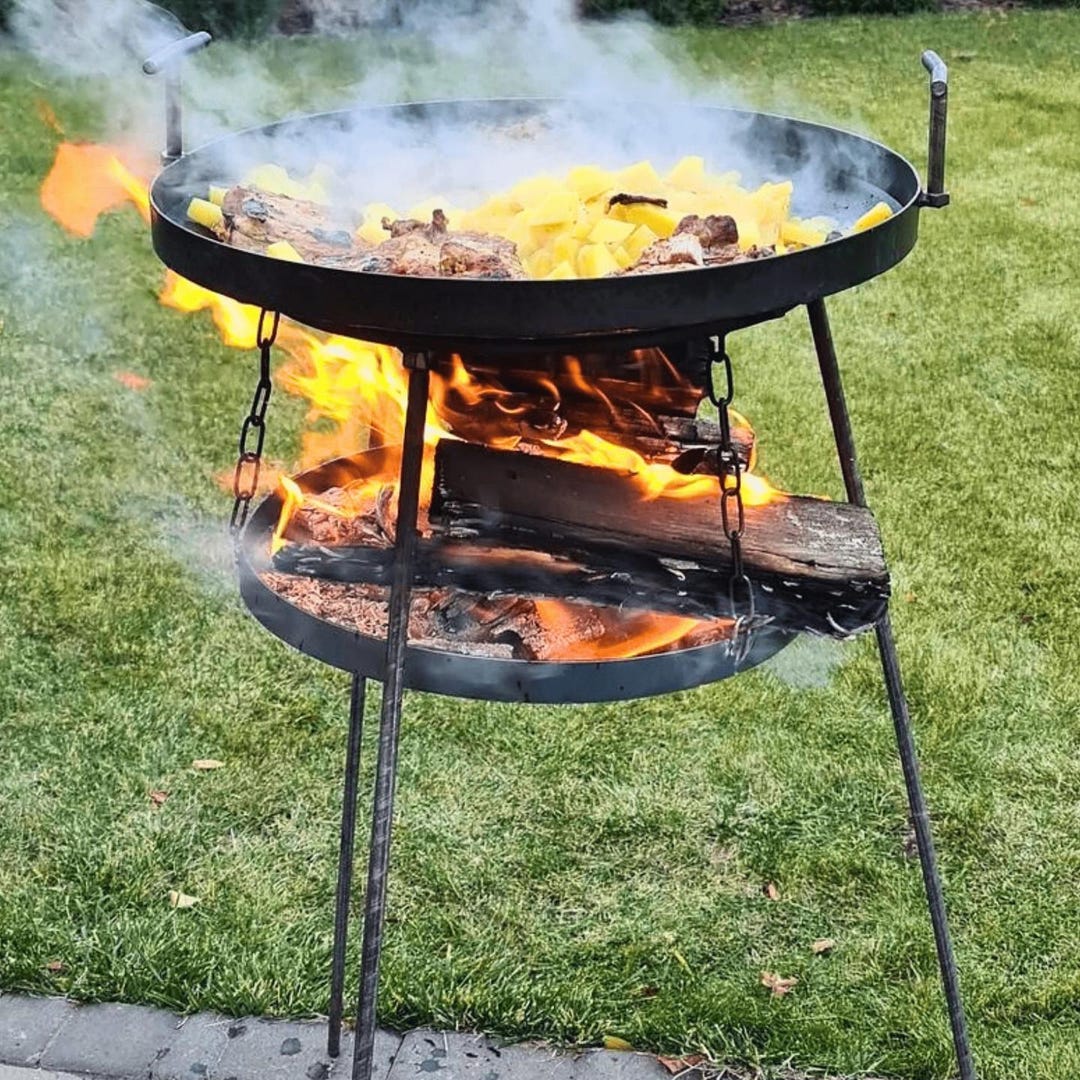 BBQ Wok: Harrow Disk Frying Pan With Stand & Lid - Etsy