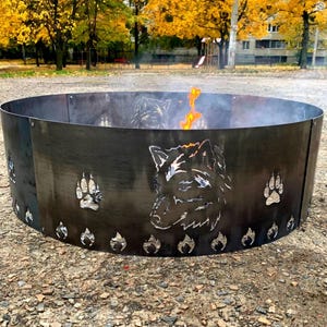 Wolf Fire Pit Ring: Heavy Duty Steel, Rustic Outdoor Decor - Etsy